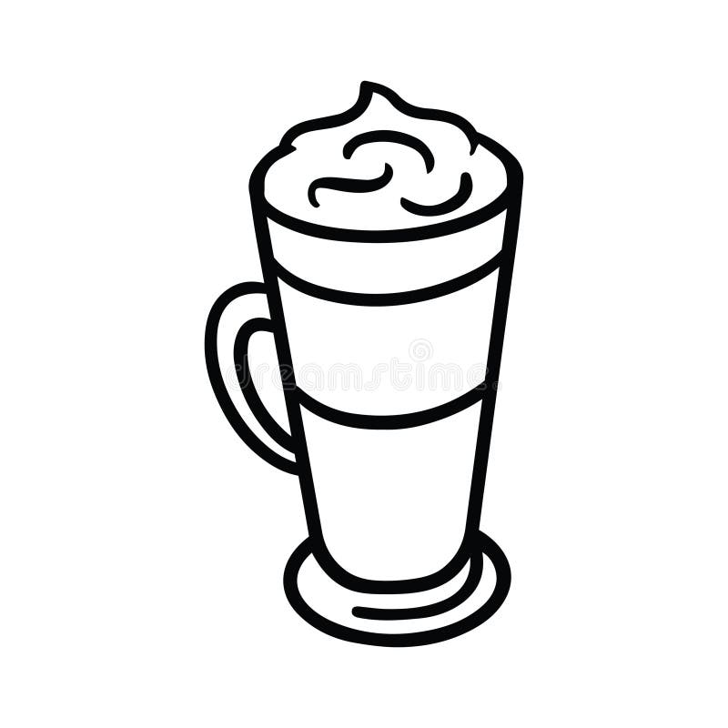 Latte Icon Hand Drawn Black White Thick Lines Stock Vector ...
