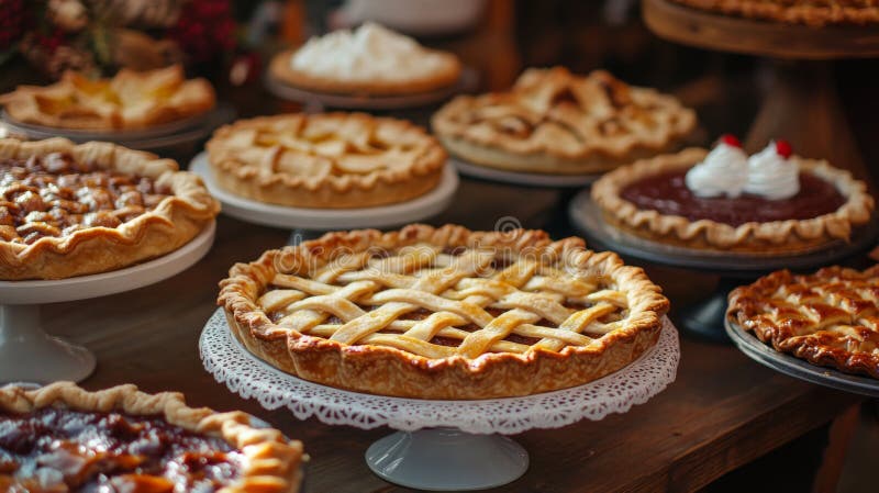 Lattice-crust Pie on a White Pedestal with Lace Trim Stock Illustration ...