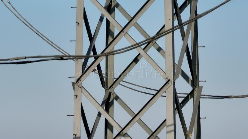 Close Up View of Industrial High Voltage Lattice Power Line Tower Stock ...
