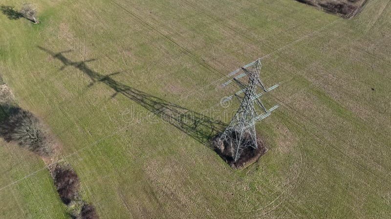 High Voltage Lattice Power Line Tower Aerial View Stock Video - Video ...