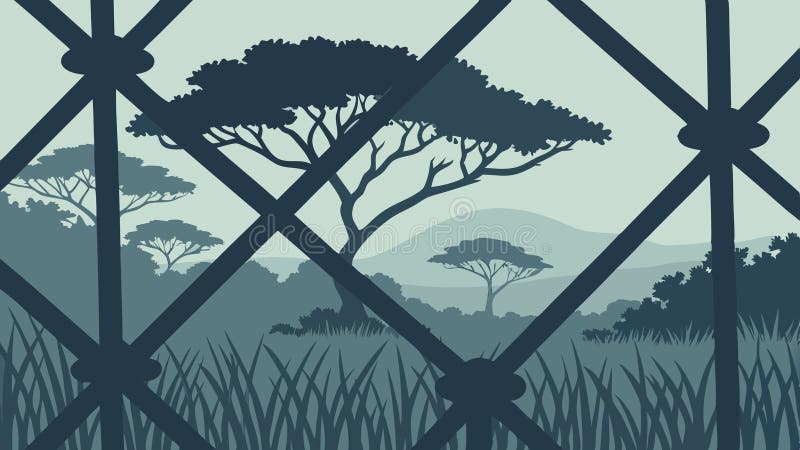Lattice Frame and Acacia Tree, Geometric Savanna, Vector Design ...