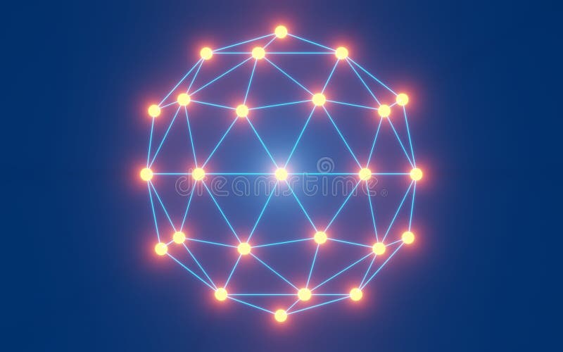 Lattice of Luminous Points Aka Atoms - Concepts of Physics, Network. 3D ...