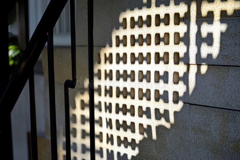 Lattice Shadows Cast on a Wall beside a Metal Gate Create a Striking ...
