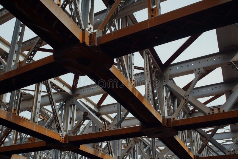 Lattice of Steel Beams with Geometric Patterns Stock Image - Image of ...
