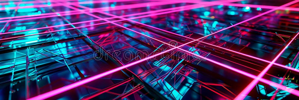 Lattice Structure with Intersecting Neon Lines Forming Complex Geometric Patterns . Generative ...