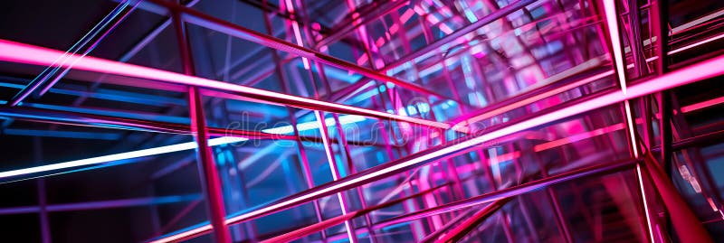 Lattice Structure with Intersecting Neon Lines Forming Complex Geometric Patterns . Generative ...