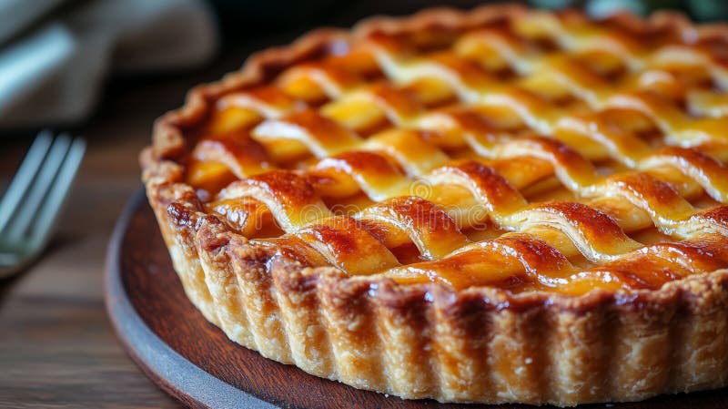 A Lattice-topped Pie with Golden Crust Stock Photo - Image of brown ...