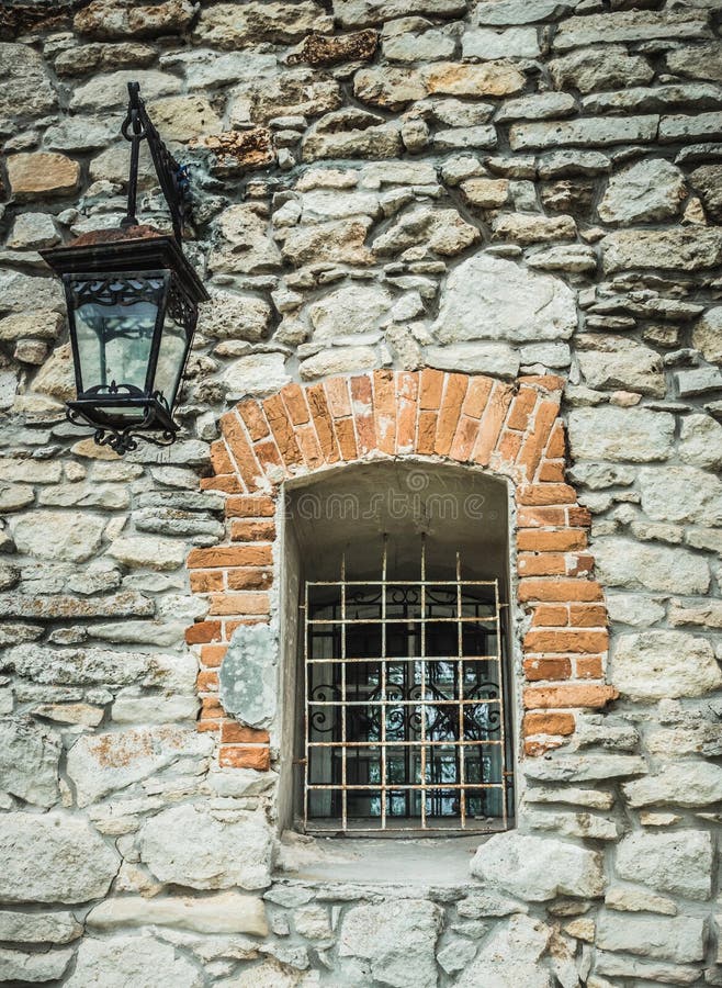 Lattice Window and Old Lantern Stock Photo - Image of lviv, glow: 246863282