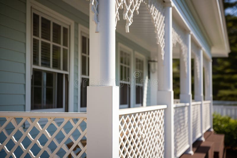 Lattice-work Porch Detail on a Cape Cod Home Stock Photo - Image of ...