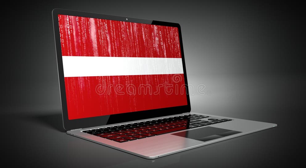 Latvia - Country Flag and Binary Code on Laptop Screen Stock ...