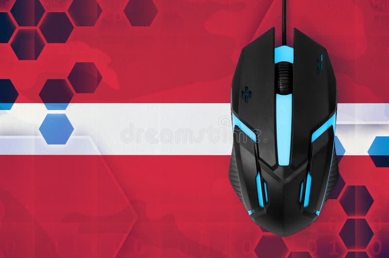 Latvia Flag and Computer Mouse. Concept of Country Representing E ...
