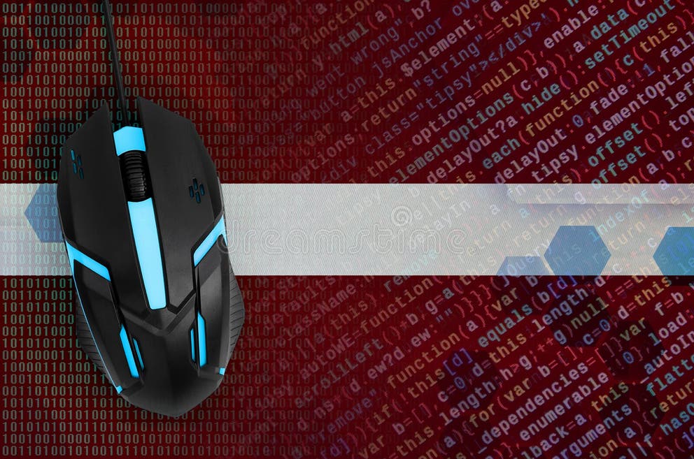 Latvia Flag and Computer Mouse. Digital Threat, Illegal Actions on the ...