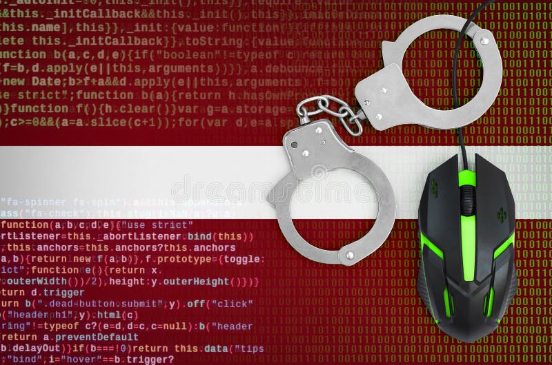 Latvia Flag and Handcuffed Computer Mouse. Combating Computer Crime ...