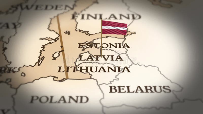 Latvia Flag Showing on World Map with 3D Rendering Stock Video - Video ...