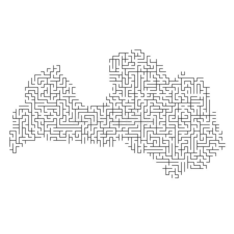 Latvia Map from Black Pattern of the Maze Grid. Vector Illustration ...