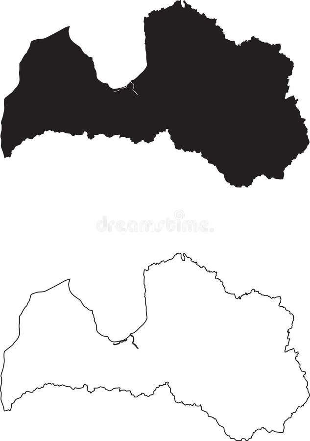 Latvia Outline Map Country Shape State Borders National Symbol Flag ...