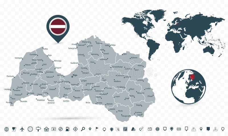 Latvia Map on Png or Transparent Background.Symbol of Latvia.Vector ...