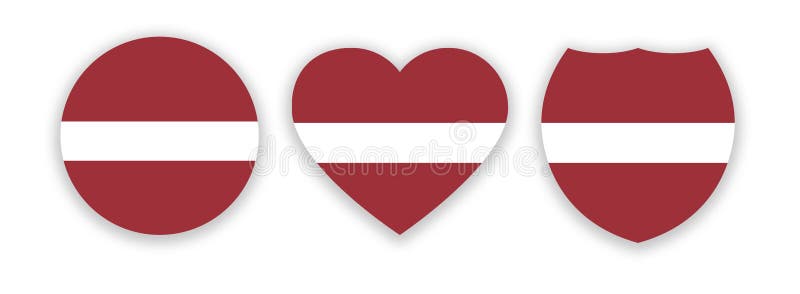Latvia National Flag in a Shape of Circle, Heart and Shield Isolated ...