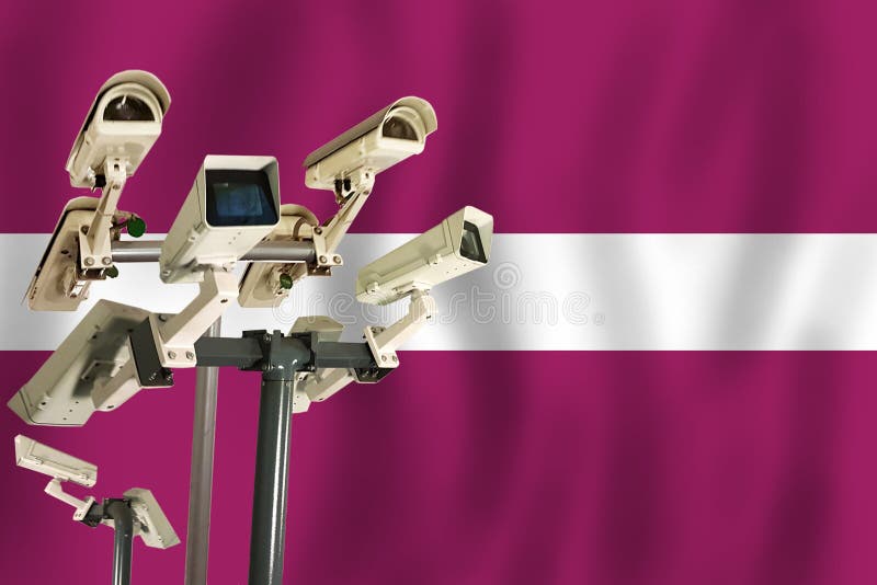 Latvian CCTV Camera on the Flag of Latvia Surveillance, Security ...