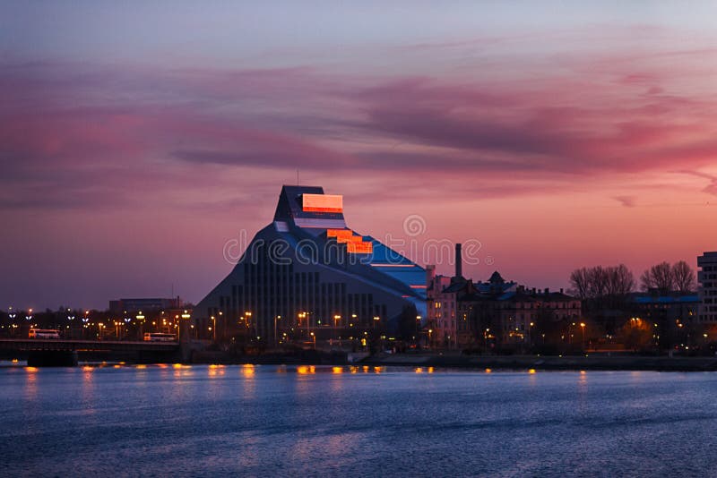 Riga. the Modern Building of National Library Stock Image - Image of ...
