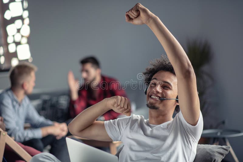 Laughing African American Hipster Software Developer at Computer at ...