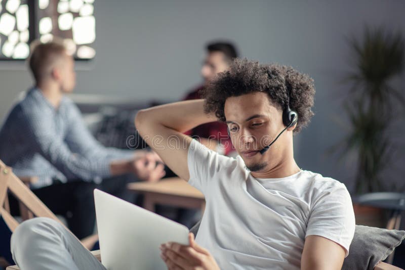Laughing African American Hipster Software Developer at Computer at ...