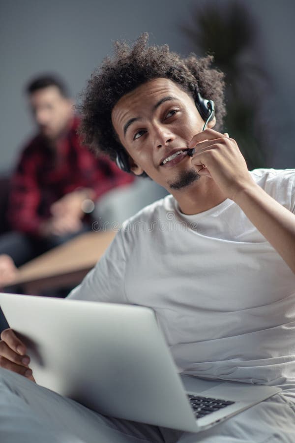 Laughing African American Hipster Software Developer at Computer at ...