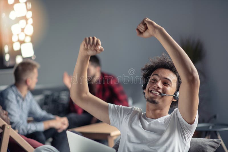 Laughing African American Hipster Software Developer at Computer at ...