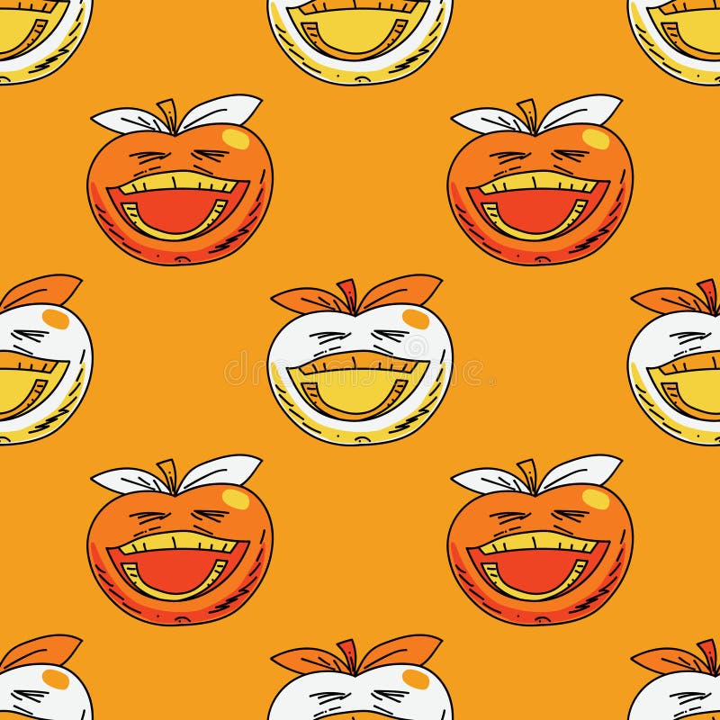 Laughing Apple Seamless Pattern Stock Vector - Illustration of fruit ...