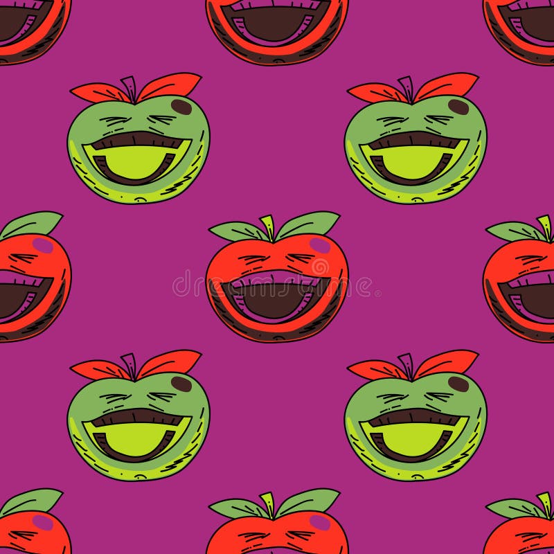 Laughing Apple Seamless Pattern Stock Vector - Illustration of textured ...