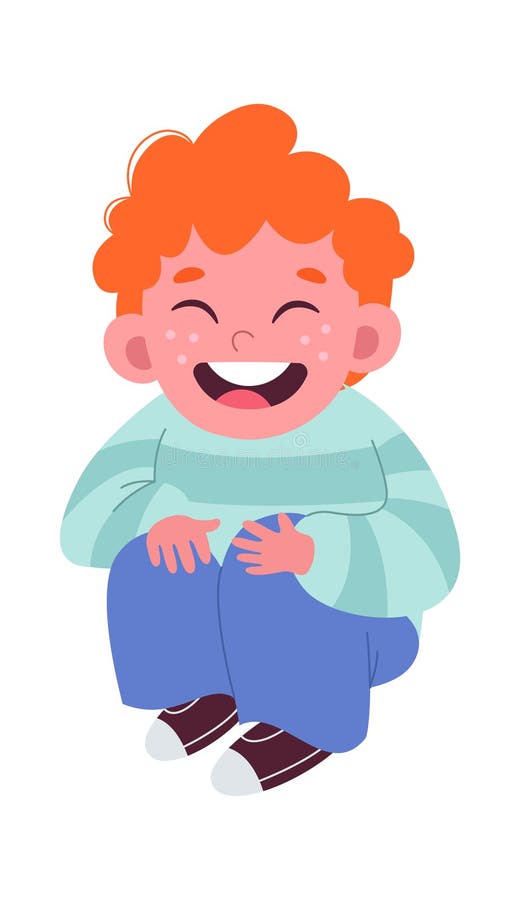 Laughing Boy Flat Icon Smiling Cute Emotions Stock Vector ...