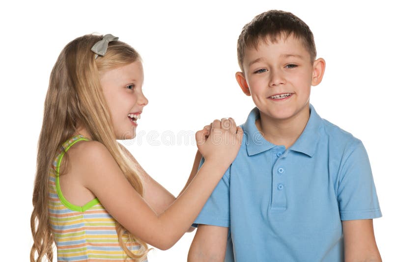 Cheerful Boy and Girl are Standing Together Stock Image - Image of ...