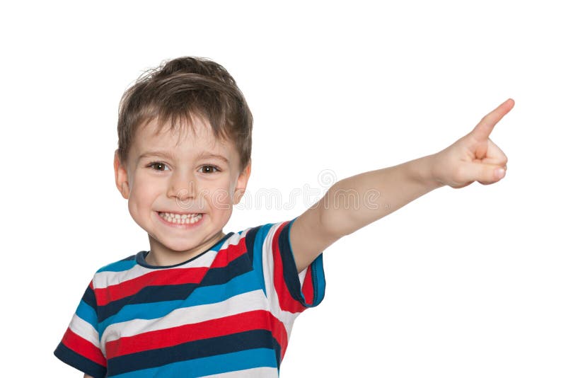 A Little Excited Boy Pointing at Stock Image - Image of person, male ...