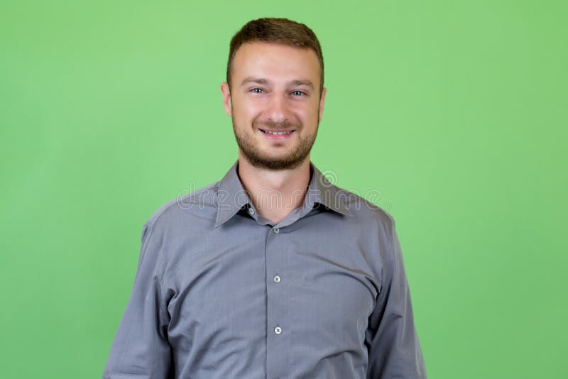 Laughing British Man with Beard Looking at Camera Stock Image - Image ...