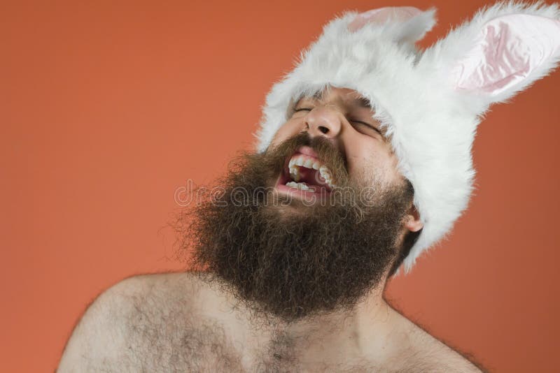 Fat Man Rabbit Ears stock photo. Image of loony, histerical - 62557570