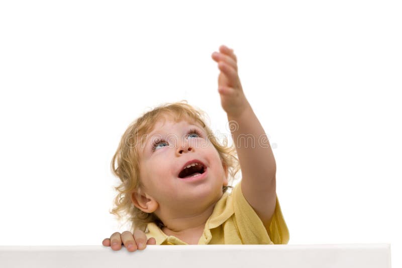 Child Looking Up and Pointing Stock Image - Image of girl, enthusiastic ...