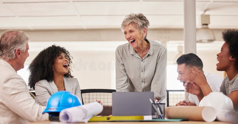 Laughing, Conversation and Employees in an Engineering Meeting for ...