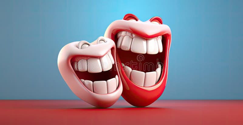 Laughing couple with teeth stock illustration. Illustration of clean ...
