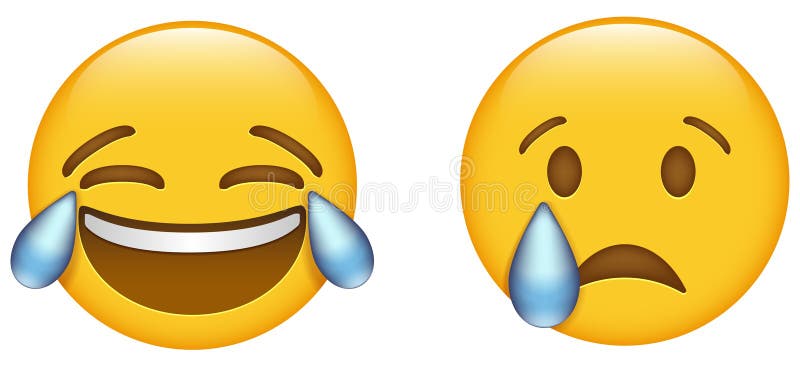 Laughing and Crying Face with Drop of Tears Emoticons Stock Vector ...