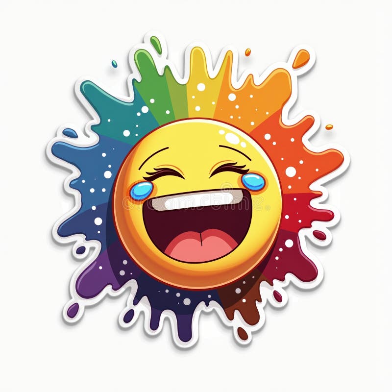 Laughing Emoji with Rainbow Splatter Stock Illustration - Illustration ...