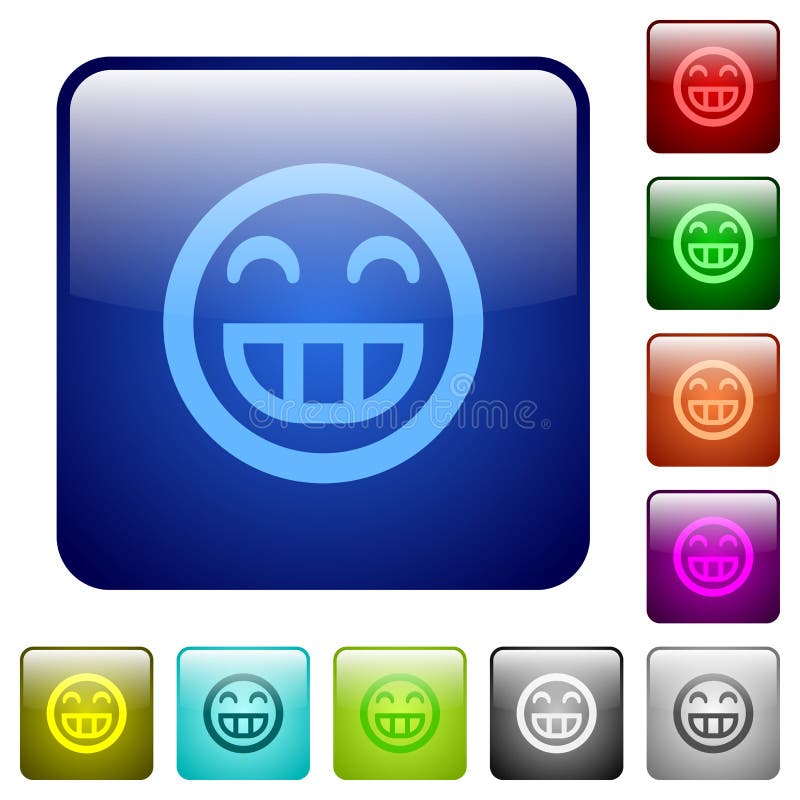 Laughing Emoticon Color Square Buttons Stock Vector - Illustration of ...