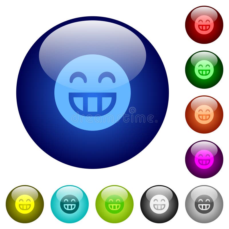 Laughing Emoticon Solid Color Glass Buttons Stock Vector - Illustration ...