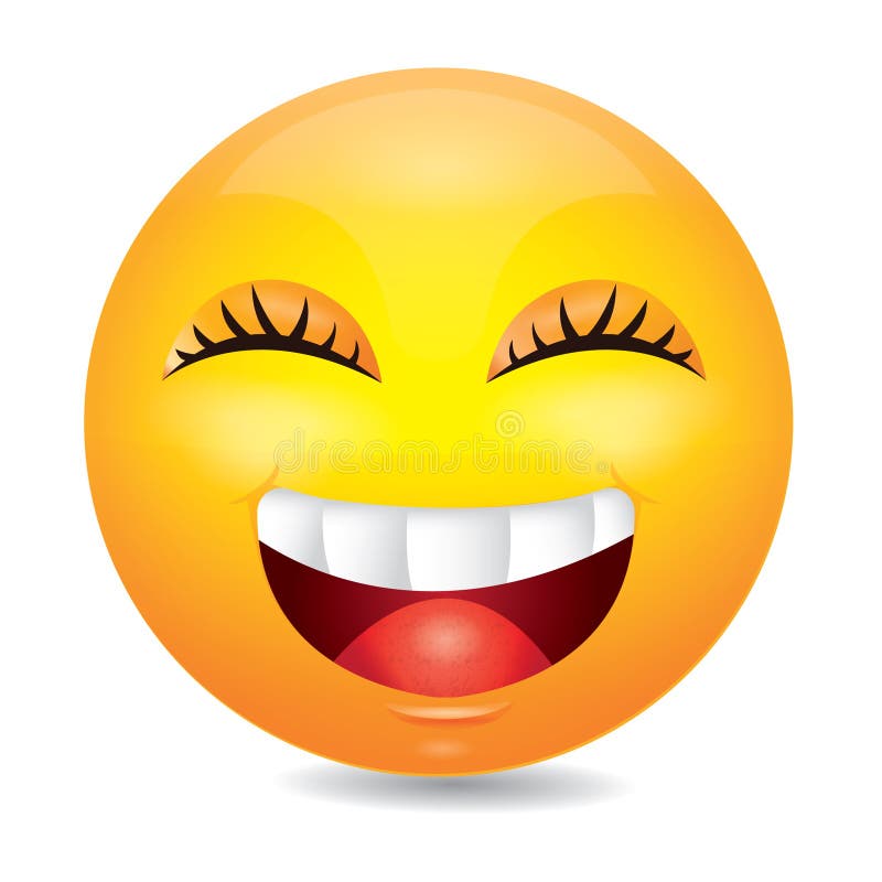 Laughing, Emoticon Girl, Woman Icon. Fun, Face Vector. Humor, Smile ...