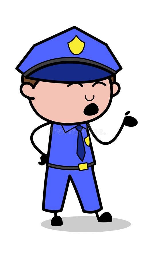 Laughing Expression - Retro Cop Policeman Vector Illustration Stock ...