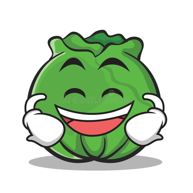Laughing Face Cabbage Cartoon Character Style Stock Vector ...