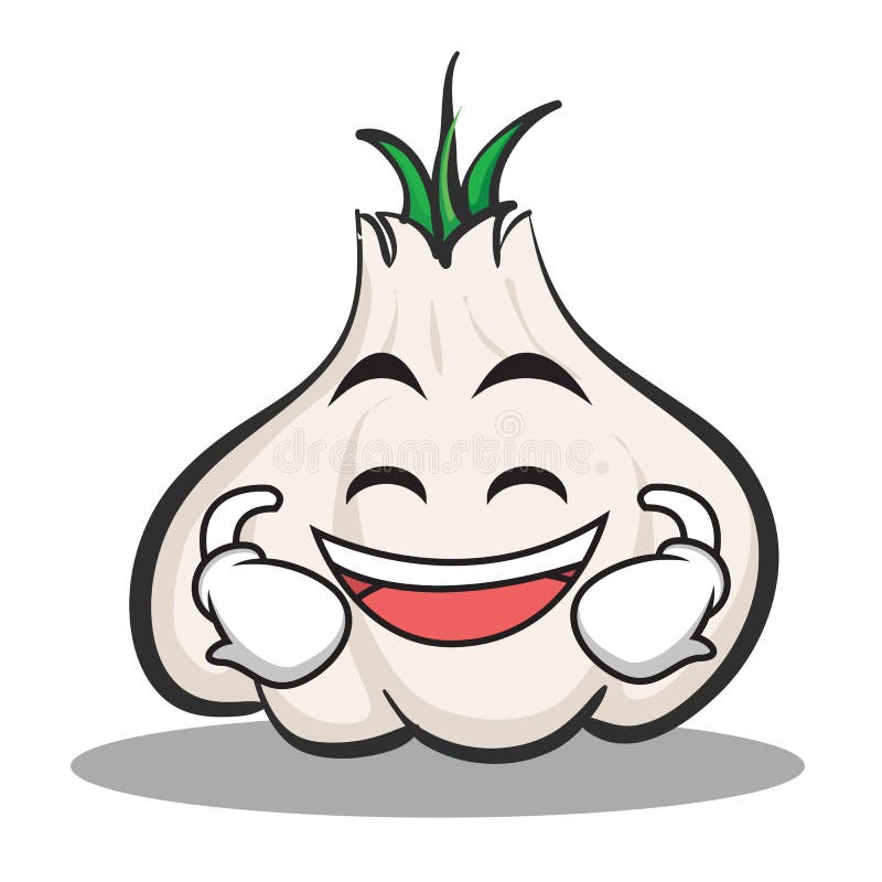 Laughing Face Garlic Cartoon Character Stock Vector - Illustration of ...
