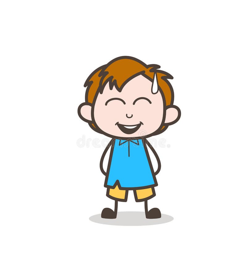 Laughing Face with Sweat - Cute Cartoon Kid Vector Stock Illustration ...
