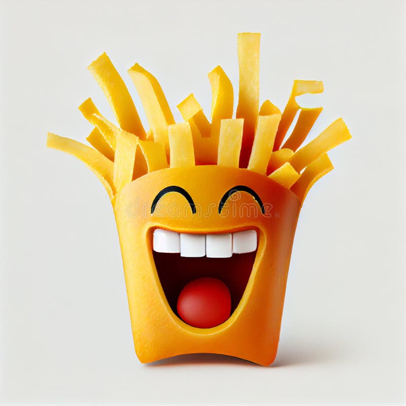 Laughing Fries: Fun and Whimsical Fast Food. Generative AI. Stock ...