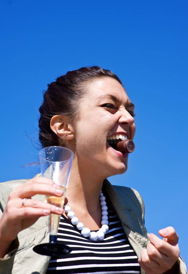 Laughing Girl with Candy in Her Mouth Stock Photo - Image of desire ...
