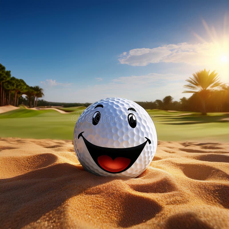Laughing Golf Ball in a Sand Trap Stock Photo - Image of laughing, golf ...